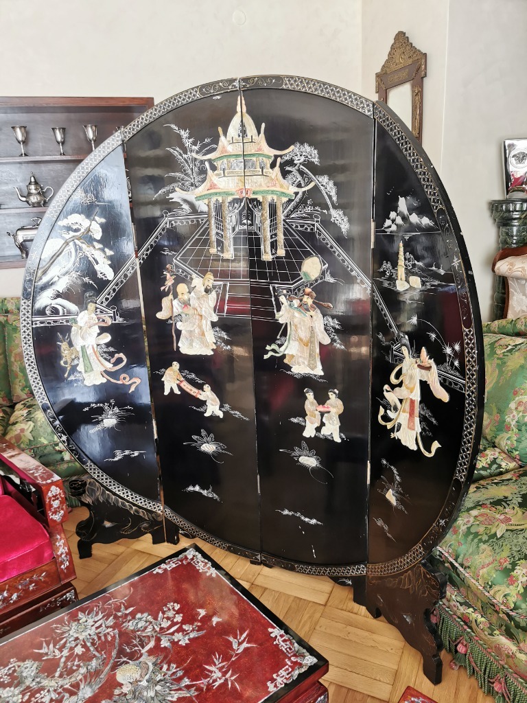 Parawan z laki inkrustowany masą perłową | Łódź | Kup teraz na Allegro ...