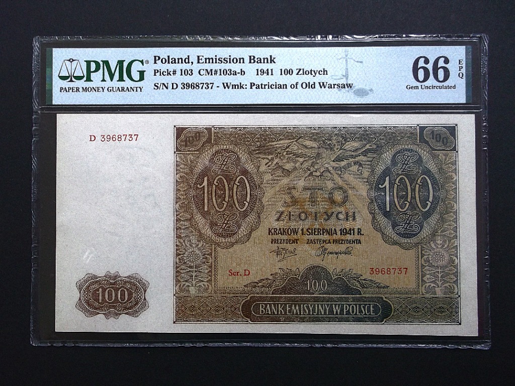 100 zł 1941 ser D PMG66 EPQ | Bydgoszcz | Kup teraz na Allegro Lokalnie