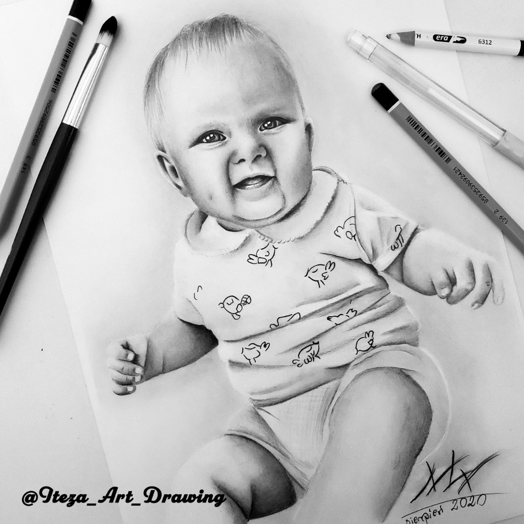 Portret rysunek na zamówienie prezent 1 osoba a2 | Warszawa | Kup teraz ...