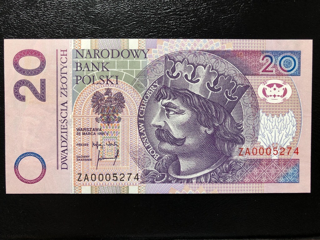 BANKNOT 20 ZŁOTYCH 1994 - SERIA ZA 0005274 | Jelenia Góra | Licytacja ...