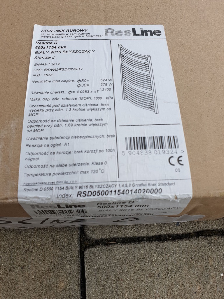 Grzejnik łazienkowy ResLine 500x1154 z zaworem | Kopanka | Kup teraz na ...