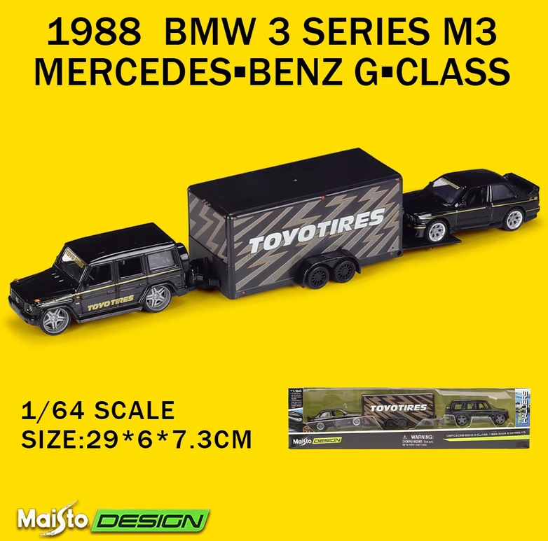 Maisto Mercedes GClass G63 1988 BMW M3 naczepa skala 1:64 | Murowana ...