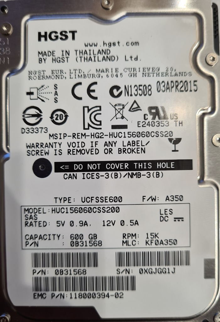 Dysk HDD HGST 600GB SAS 15k 2 5" format512 0B31568 | Warszawa | Kup ...