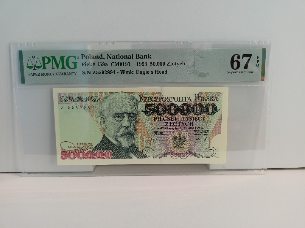 500000 ZŁOTYCH 1993 SERIA Z PMG 67 EPQ | Kraków | Kup teraz na Allegro Lokalnie
