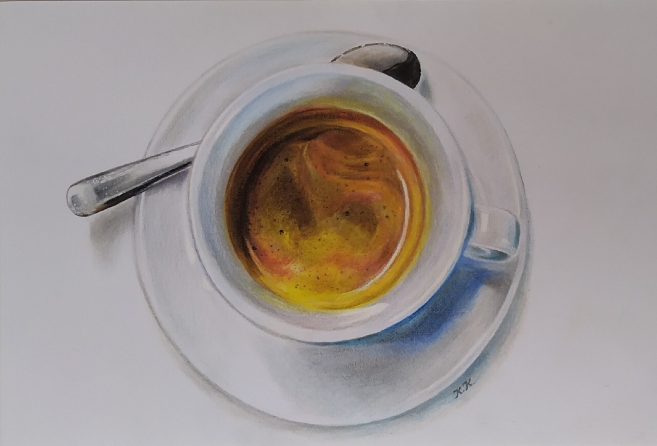 Rysunek kredkami filiżanka kawy | Łaziska Górne | Kup teraz na Allegro ...