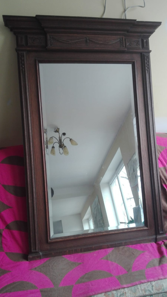 Duże lustro antyczne z dębową ramą | Zielona Góra | Kup teraz na ...