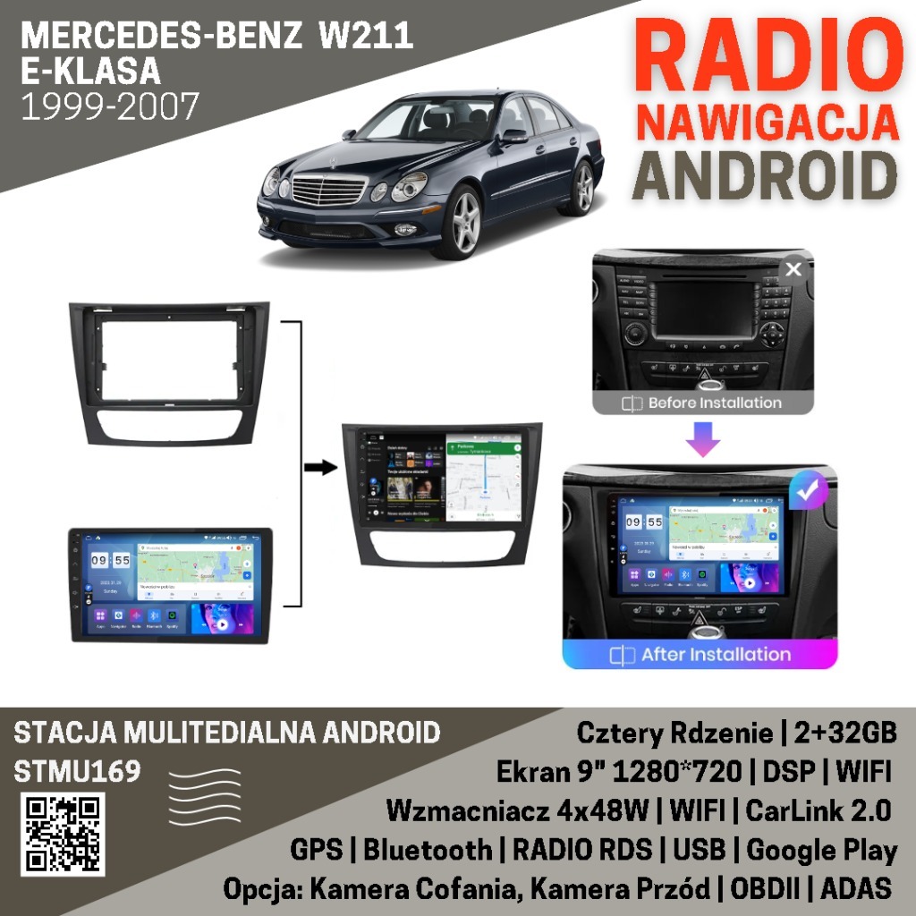 RADIO MERCEDES-BENZ W211 99-07 9" QUAD CORE 2+32GB | Szczecin | Kup ...