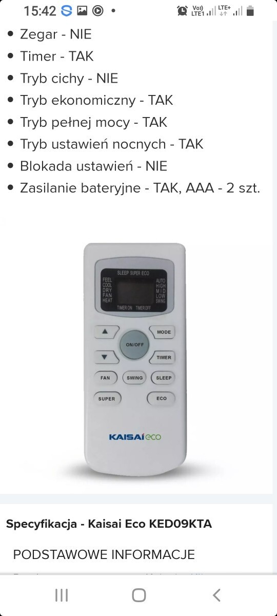 Klimatyzator ścienny Kaisai Kex 09 ktgi | Tczew | Ogłoszenie na Allegro ...