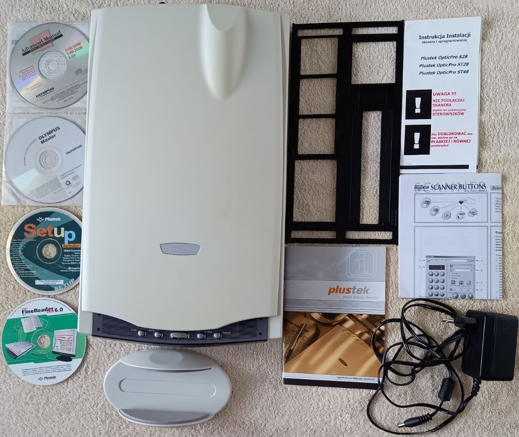 Plustek OpticPro ST28 kolorowy skaner z m pudełkiem i akcesoriami ...