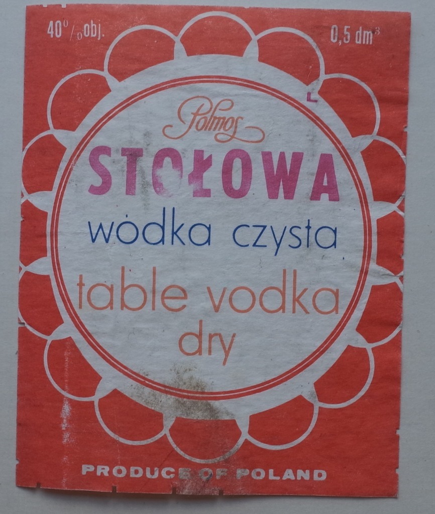 Etykieta Wódka PRL Stołowa table vodka dry | Warszawa | Licytacja na Allegro Lokalnie