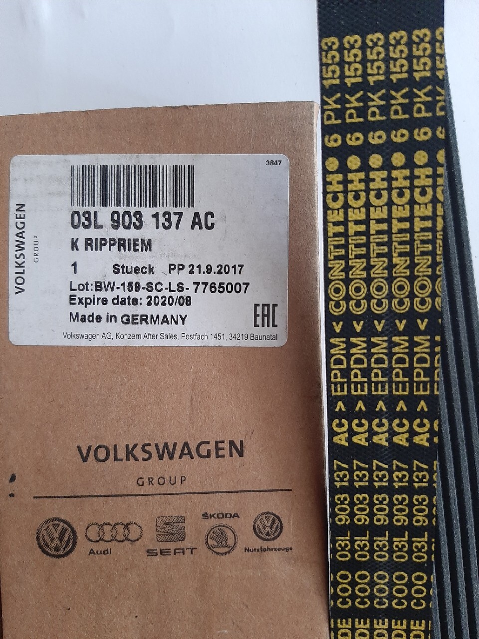 Pasek wielorowkowy VW 03l 903 137 AC | Częstochowa | Kup teraz na ...