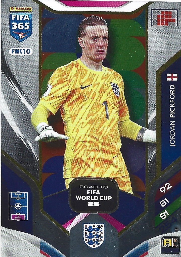 PANINI FIFA 365 2026 ROAD TO WORLD CUP 26 JORDAN PICKFORD ANGLIA FWC10 ...
