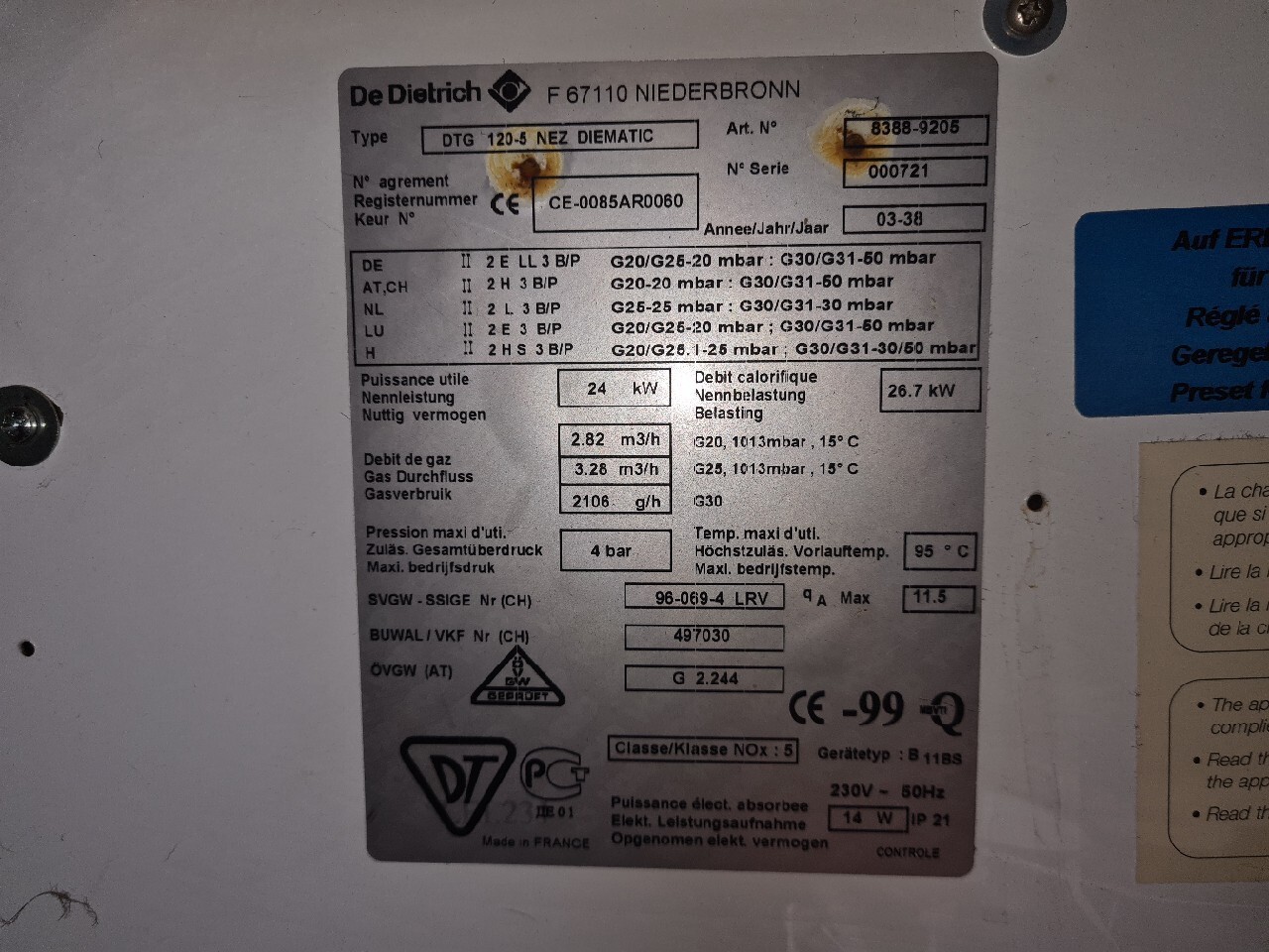 Piec gazowy De Dietrich F 67110 NIEDERBRONN | Zabrze | Ogłoszenie na ...