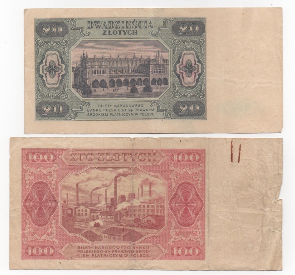 Banknoty PRL, 20-100 złotych 1948 - CX - RZADKIE | Wrocław | Licytacja ...