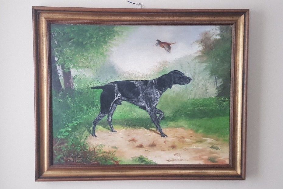 Obraz olejny Adolf Lohmann Pies i kuropatwy 1978 | Zielona Góra | Kup ...