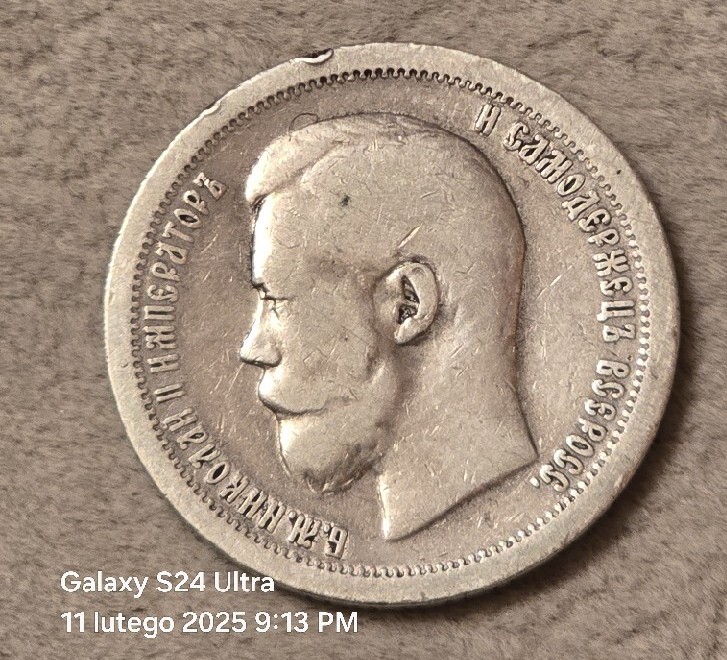 Srebrna moneta carska 50 kopiejek Car Mikołaj II Romanow 1897r 2 ...