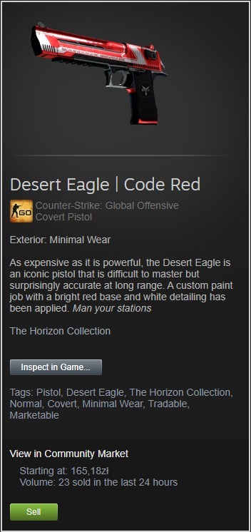 CS:GO SKIN Desert Eagle Deagle Code Red MW | Sopot | Kup teraz na ...