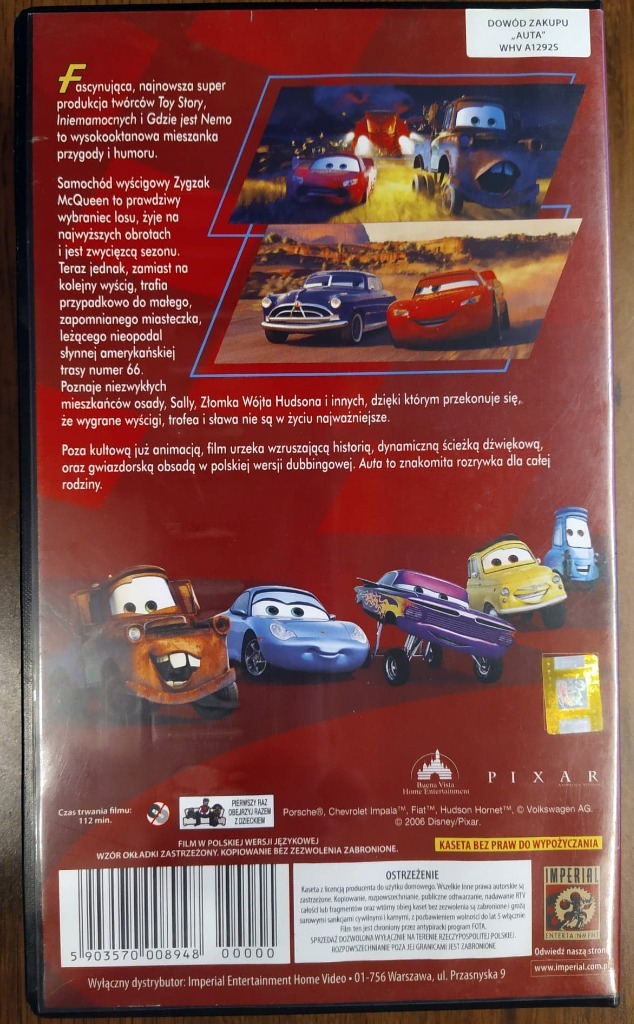 [VHS] AUTA Disney-Pixar | Ostrołęka | Kup teraz na Allegro Lokalnie