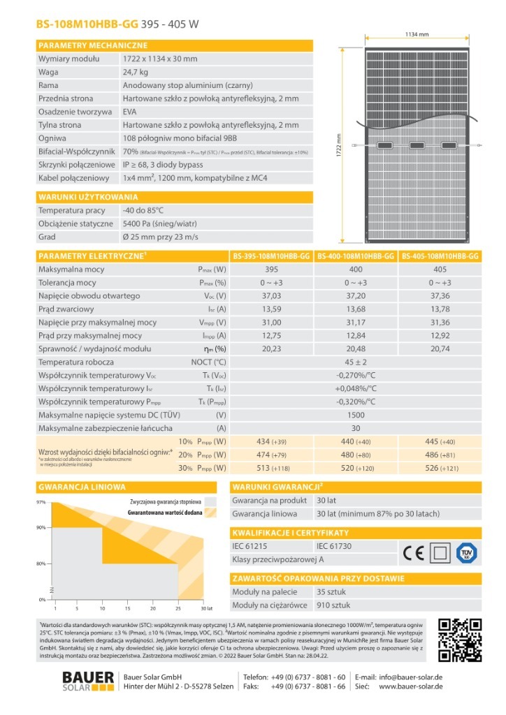 Moduł fotowoltaiczny Bauer BS-410-108M10HBB-GG | Piła | Ogłoszenie na ...