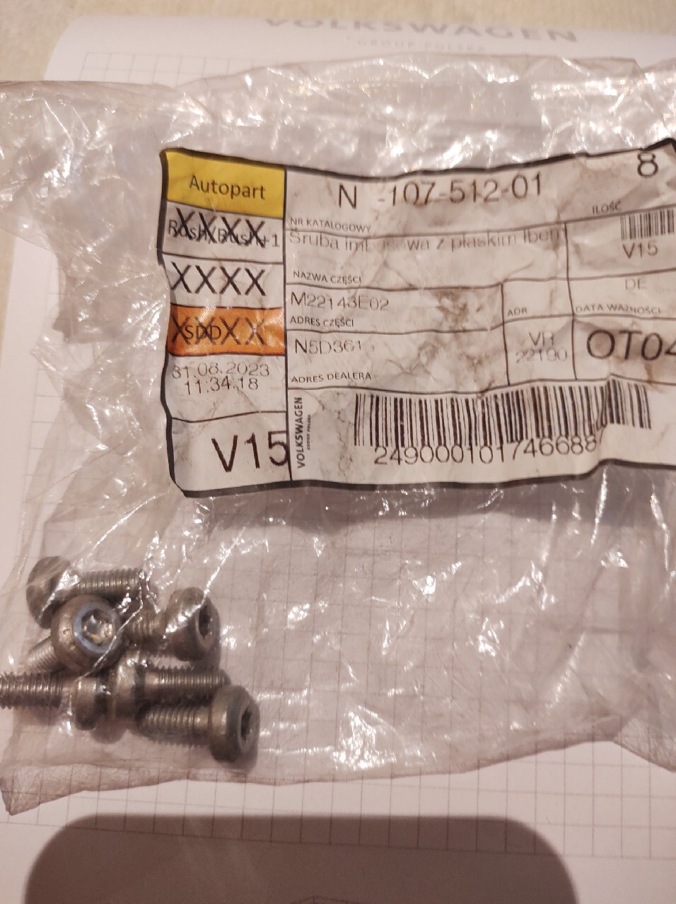 Inalna część Vag N10751201 śruba imbusowa z płaskim łbem 8 szt | Środa ...