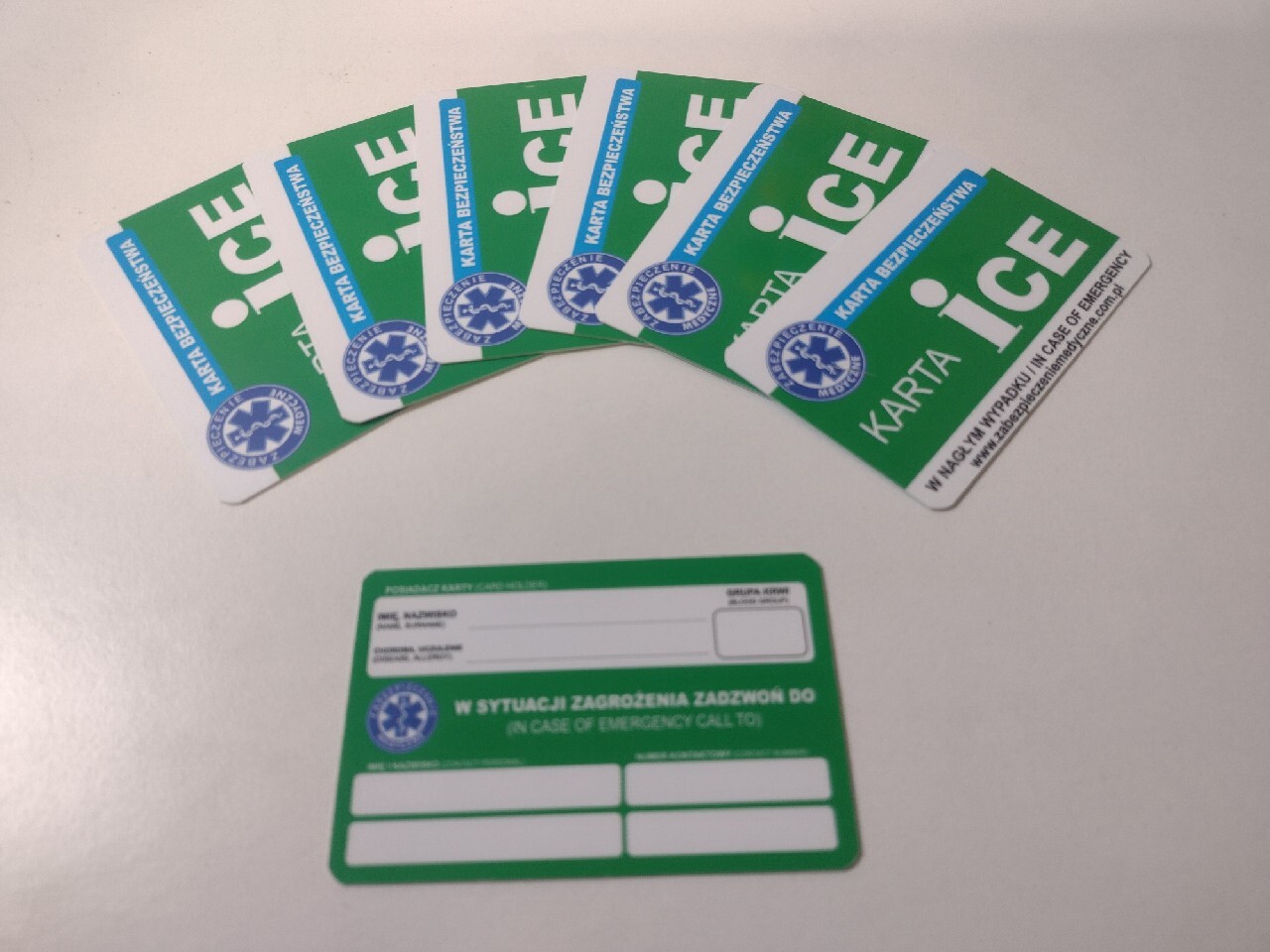 Karta ICE plastikowa pierwsza pomoc zielona | Kielce | Kup teraz na ...