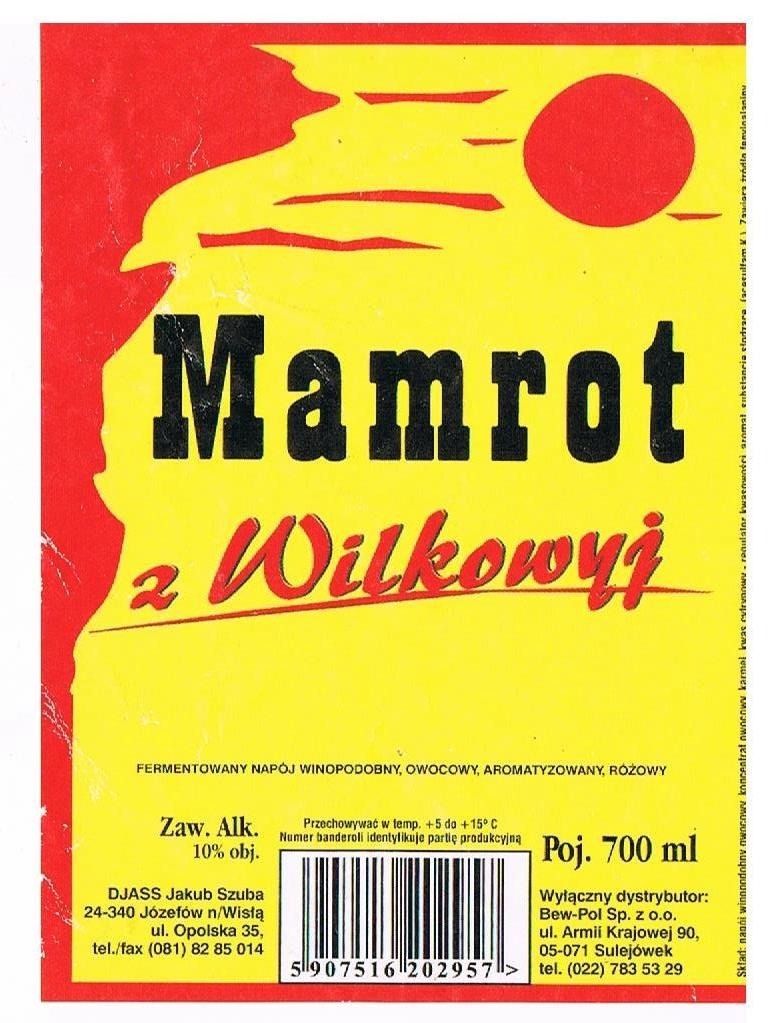 Etykieta wina "Mamrot z Wilkowyj". | Siedlce | Licytacja na Allegro ...
