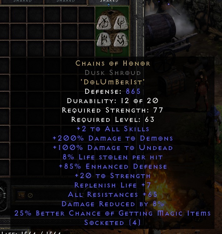 Chains of Honor CoH Diablo 2 R Dusk Shroud 15ED | Kielce | Kup teraz na ...