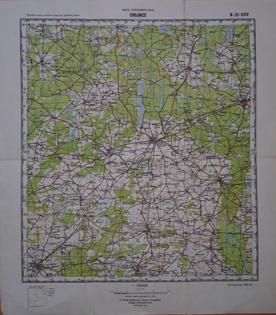 Mapa Topograficzna Polski Chojnice - SGWP WZK 1991 | Gdańsk | Licytacja ...