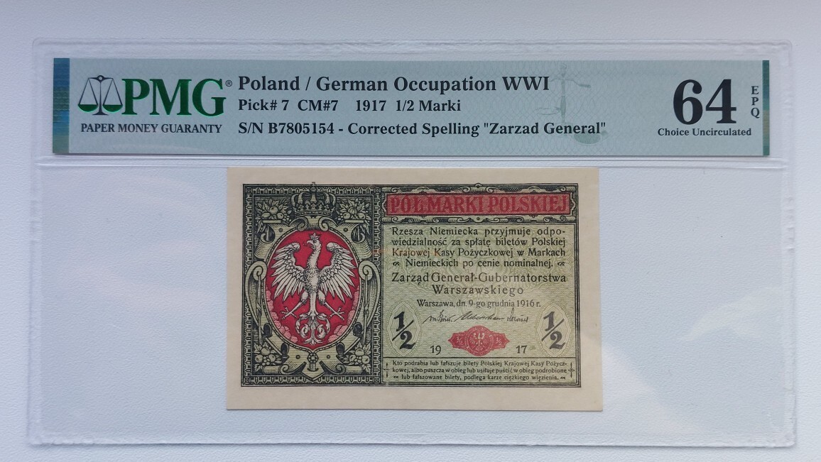 1 2 j 1916 1917 stan UNC 1 PMG 64 EPQ Nie 1944 48 1916 1936 | piła | Kup teraz na Allegro Lokalnie
