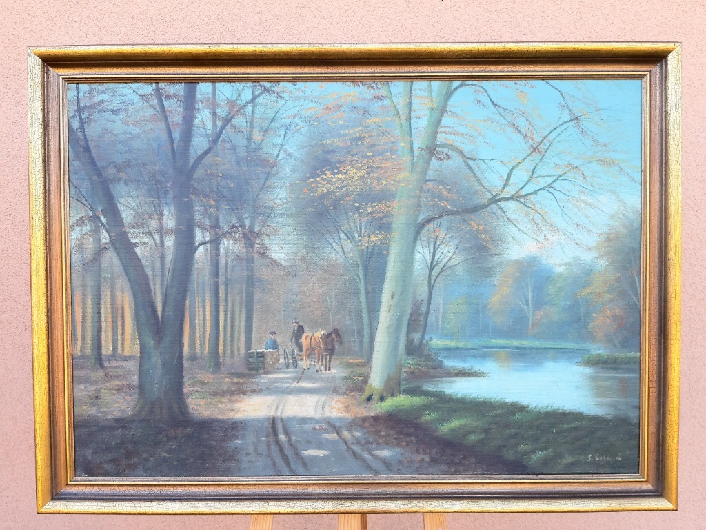 STARY DUŻY OBRAZ OLEJNY NA PŁÓTNIE sygny | Wrocław | Kup teraz na Allegro Lokalnie
