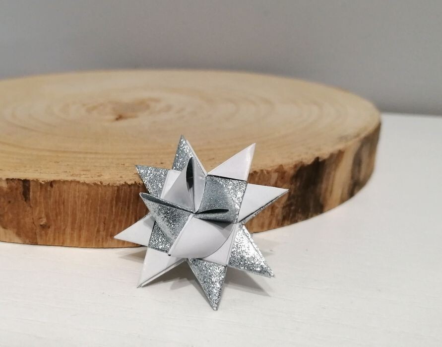 Gwiazda gwiazdka Froebla bombka origami brokatowa ozdoby świąteczne prl ...