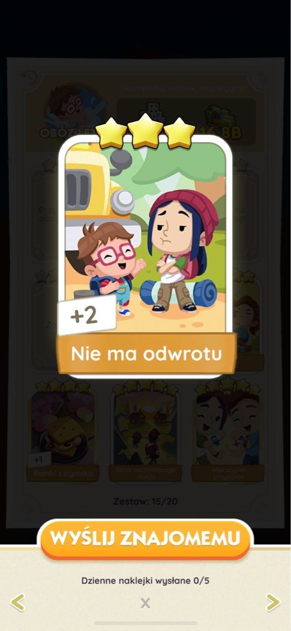 Monopoly GO Karta Naklejka „Nie ma odwrotu” set 15 | Prostki | Kup ...