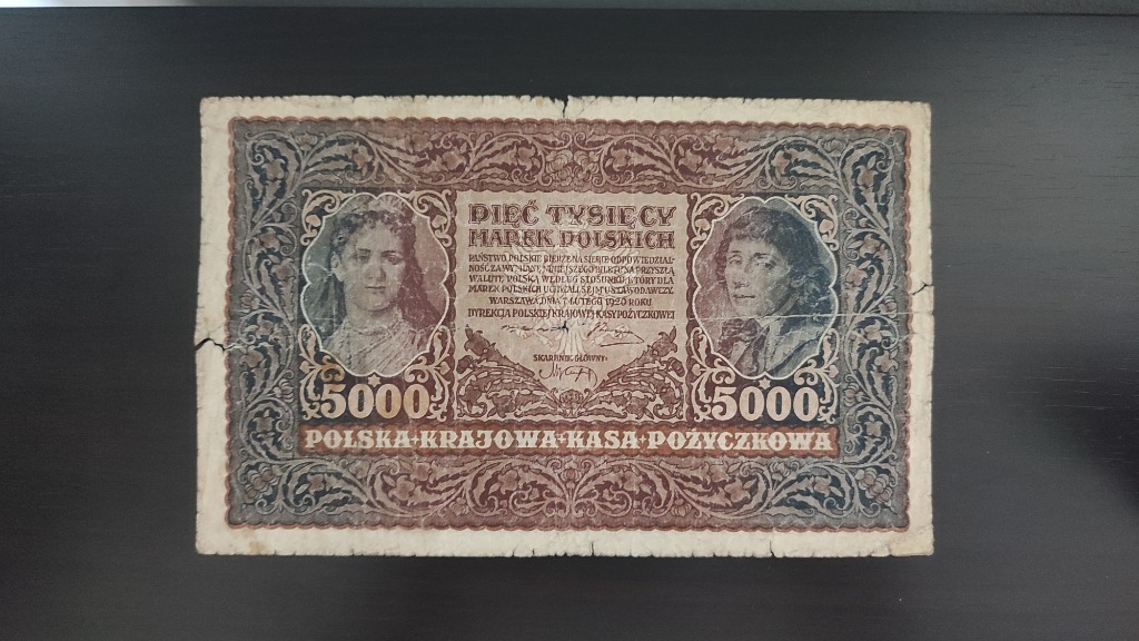 POLSKA Banknot 5000 MAREK POLSKICH 1920 AP 378897 | Warszawa-Wesoła ...