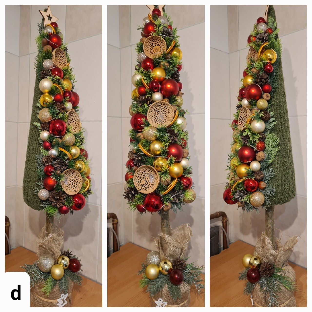 Choinka czerwono złota Świąteczne ok 90cm | Różanki | Kup teraz na ...