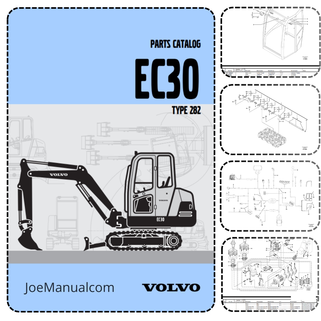 Volvo Excavator EC30 Parts Catalog Katalog części Schematy budowy ...