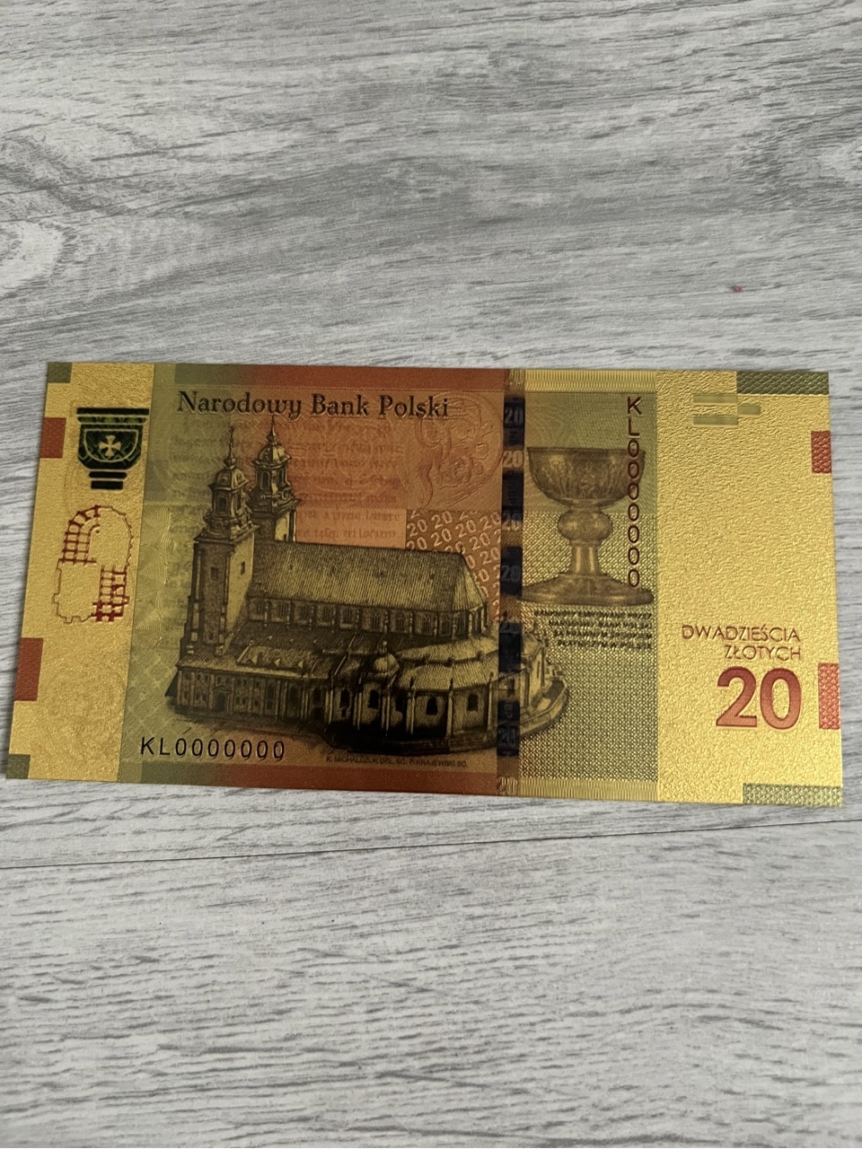 Pozłacany banknot 20zl Rocznica Chrztu Polski 1050 | Lublin | Licytacja ...