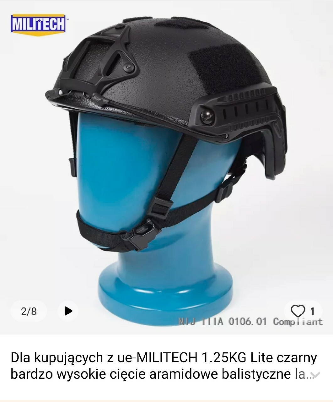 MILITECH High Cut NIJ IIIA Ballistic Helmet | Kiekrz | Ogłoszenie na ...