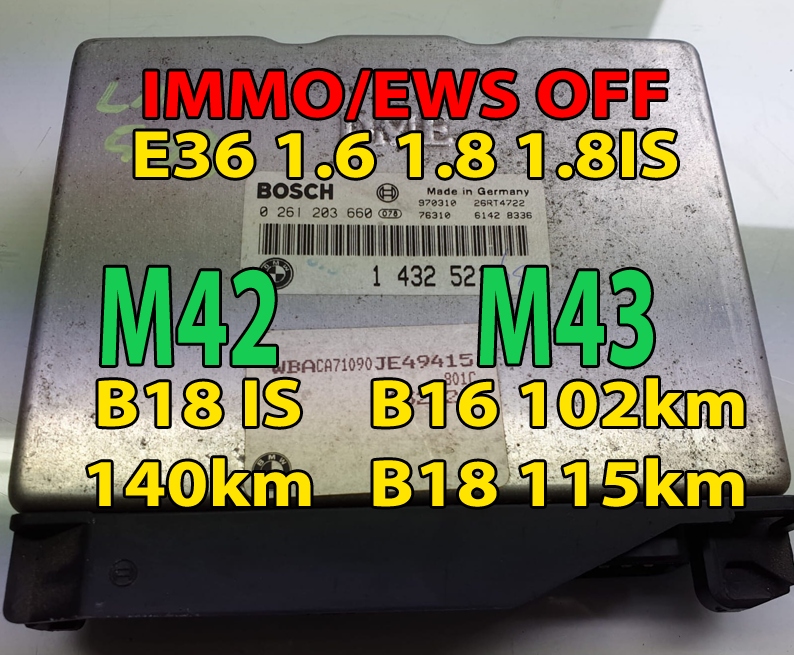 Ecu EWS OFF BMW e36 316i 318i m42 m43 b16 immo off | Stalowa Wola ...