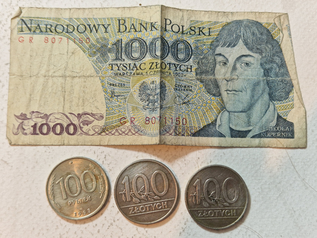 3 monety PRL + banknot 1000 PLN z Kopernikiem | Łomianki | Kup teraz na ...