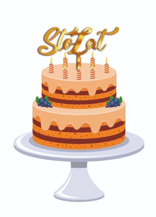 Topper Sto Lat Plexi złota Lustro 15x5x6cm | Płock | Kup teraz na ...