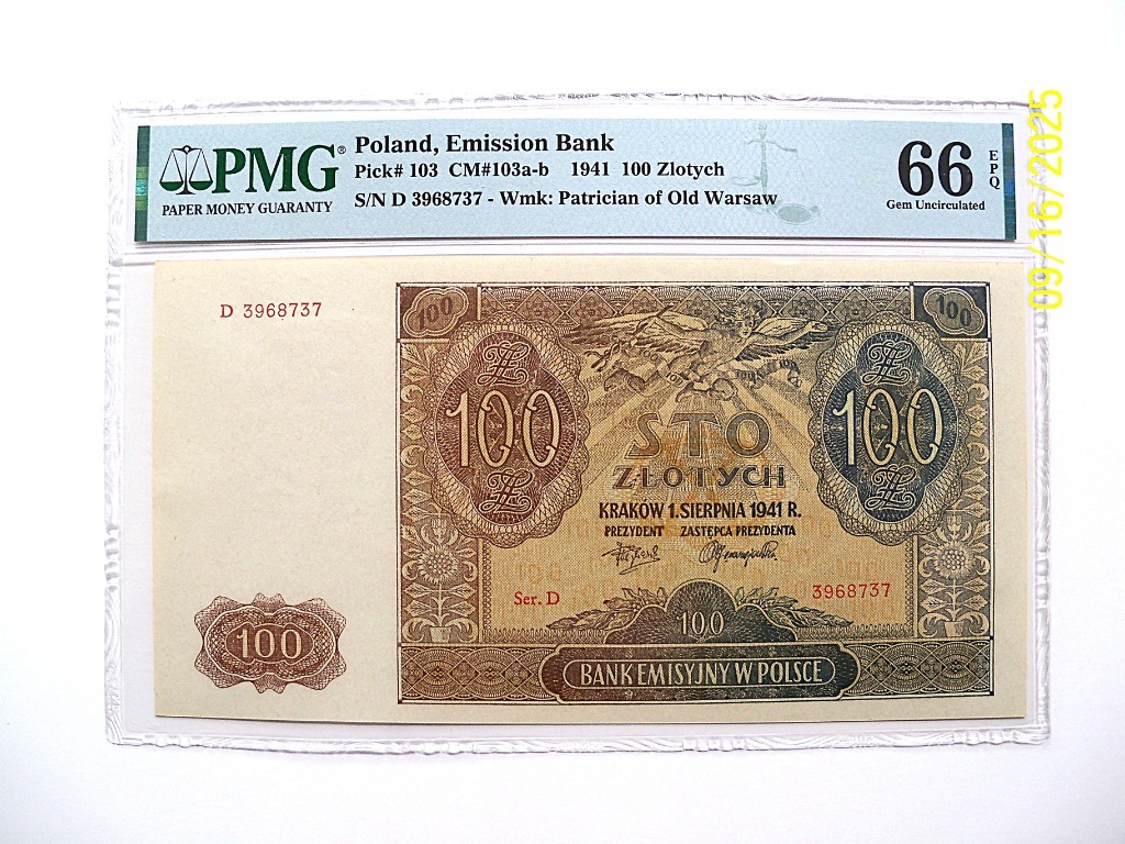 100 zł 1941 ser D PMG66 EPQ | Bydgoszcz | Kup teraz na Allegro Lokalnie