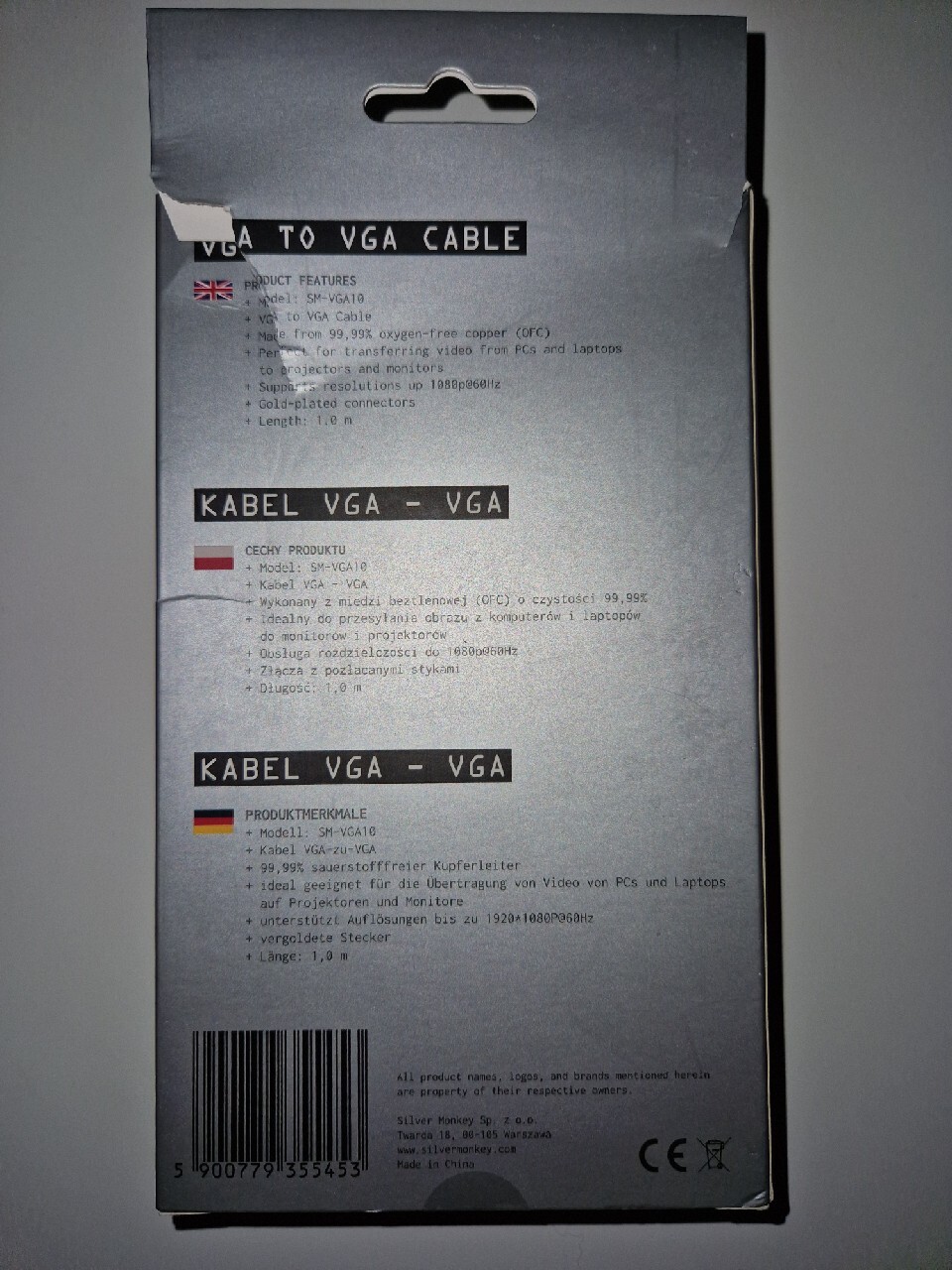 VGA VGA kabel Silver Monkey SMVGA10 1080p 60hz | Gdynia | Kup teraz na ...