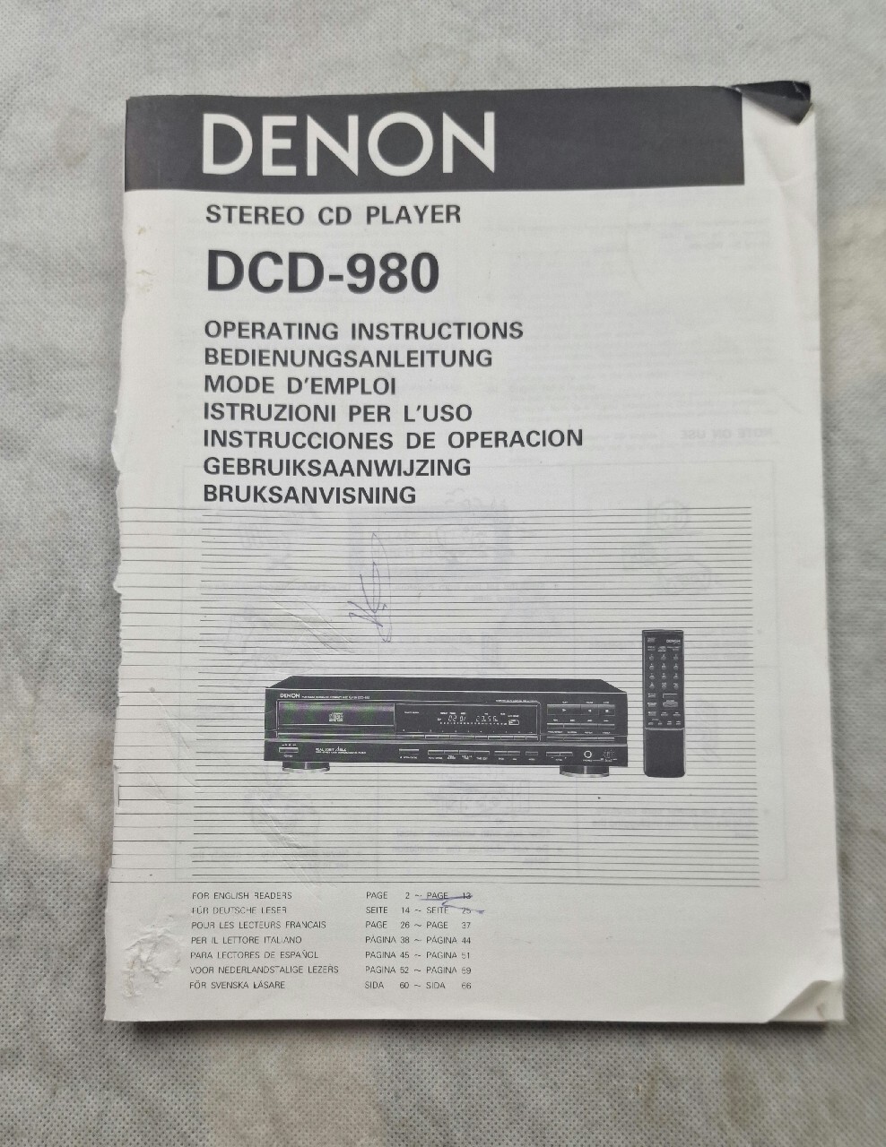 Instrukcja obsługi odtwarzacz CD Denon DCD980 | Warszawa | Kup teraz na ...