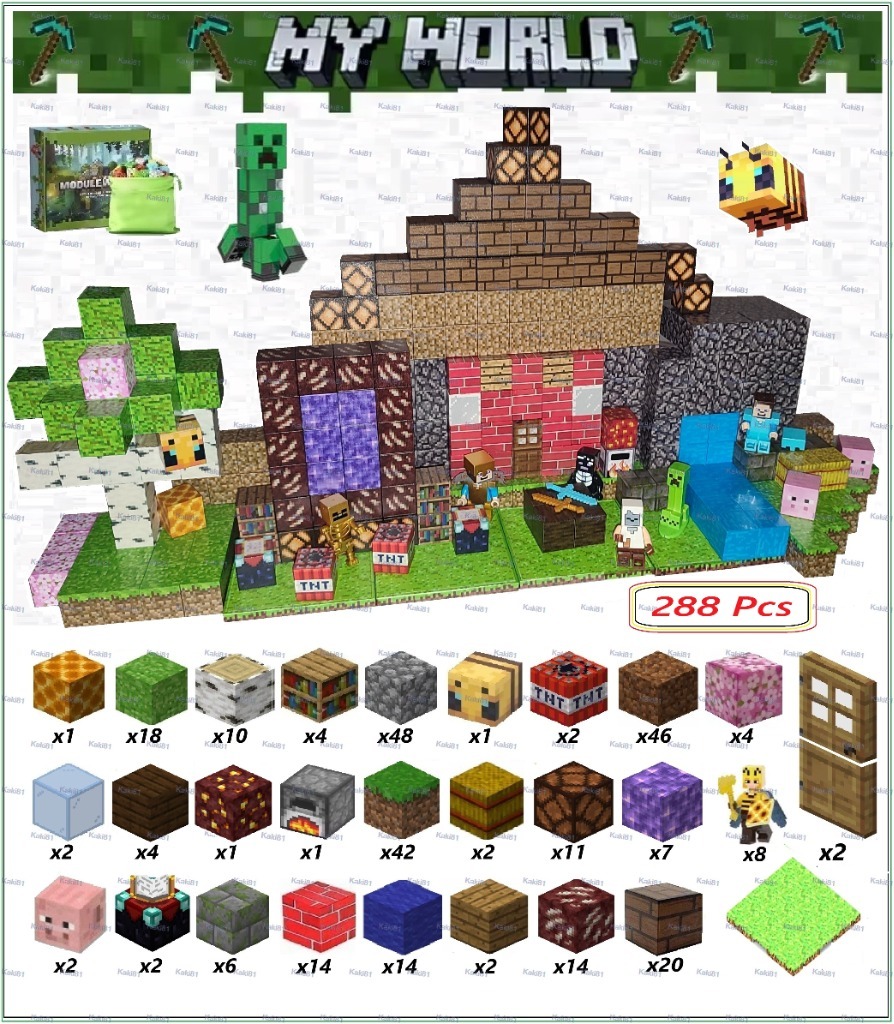 Klocki magnetyczne Minecraft GIGA 288 elementów i pewnie | Chrzanów ...