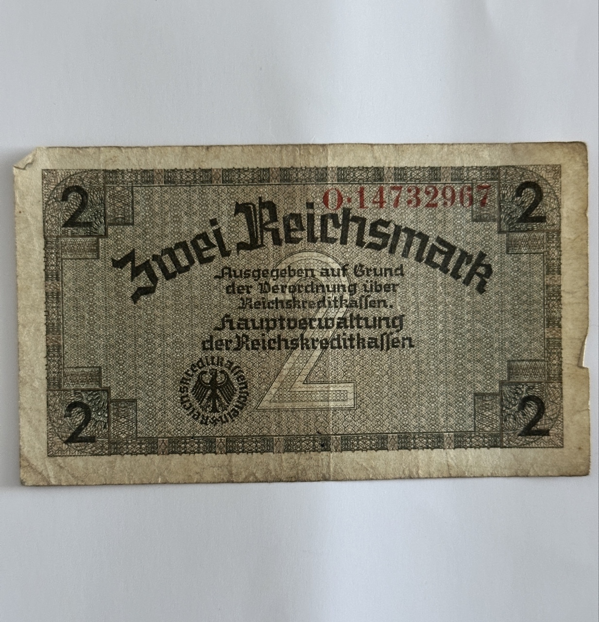 Banknot 2 Reichsmark – II wojna światowa Reichskreditkassen | Warszawa ...
