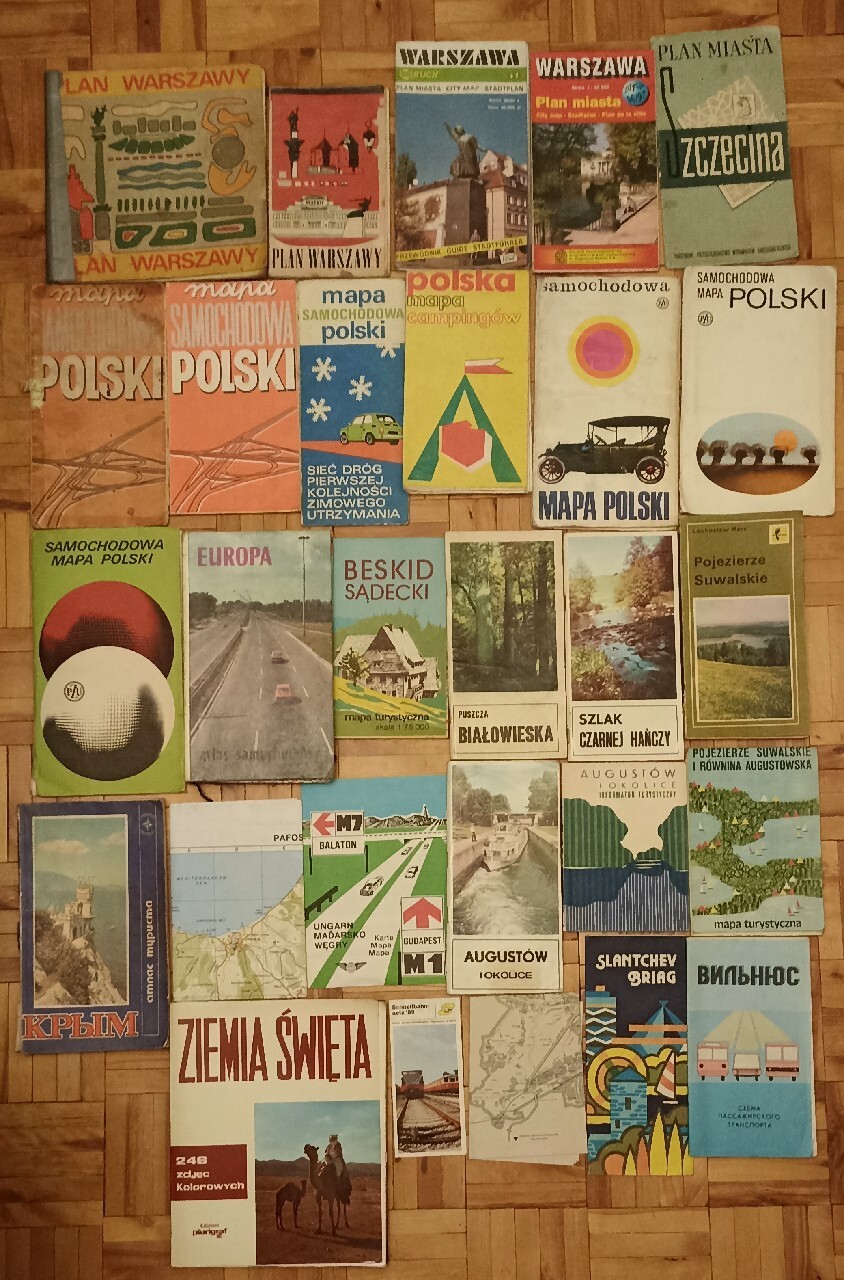 Stara mapa Warszawy Szczecina mapa samochodowa Polski atlas Europy ...