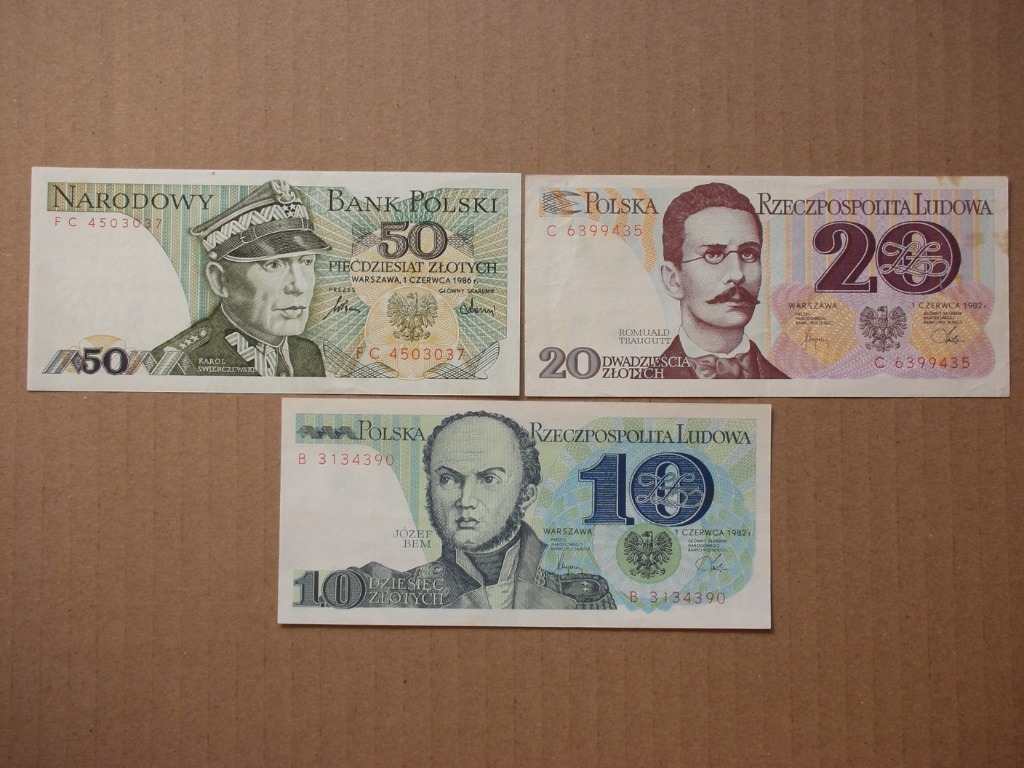Zestaw Banknotów PRL - 50zl , 20zl ,10zł - UNC - | walbrzych ...