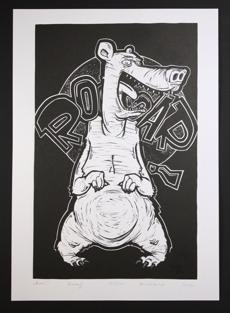 Grafika - Linoryt - Odbitka "Roar!" | Częstochowa | Kup teraz na ...