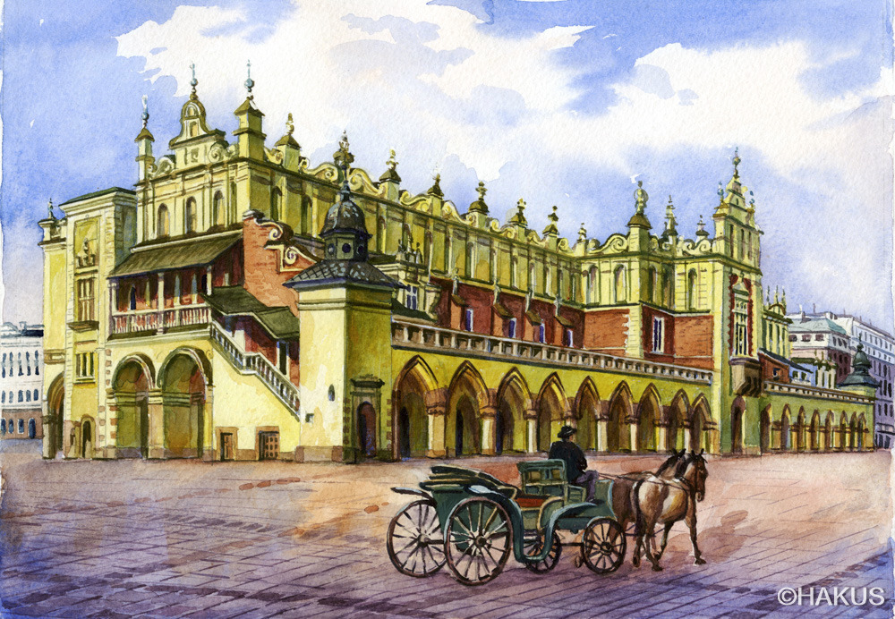 Obraz Akwarela Kraków Sukiennice Rynek | Olsztyn | Kup teraz na Allegro ...