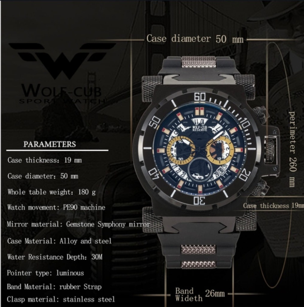 WOLF-CUB Sport Watch. MEGA DUŻY ZEGAREK MĘSKI | Stargard | Kup teraz na ...